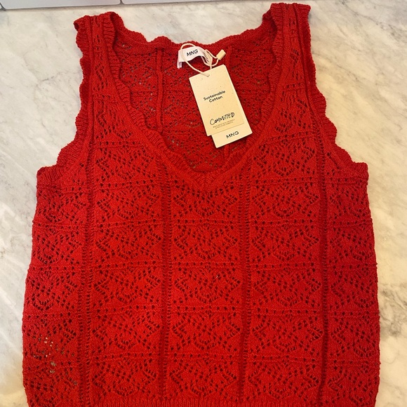 Tops | Red Crochet Top From Mango | Poshmark